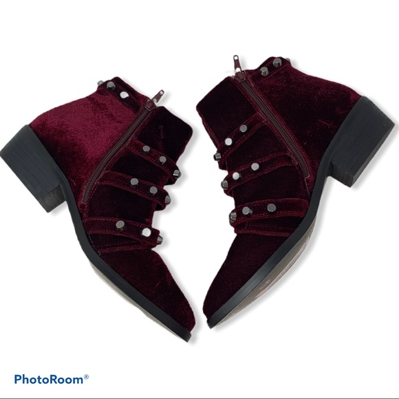 Gianni Bini | Shoes | New Gianni Bini Red Velvet Studded Ankle Booties ...